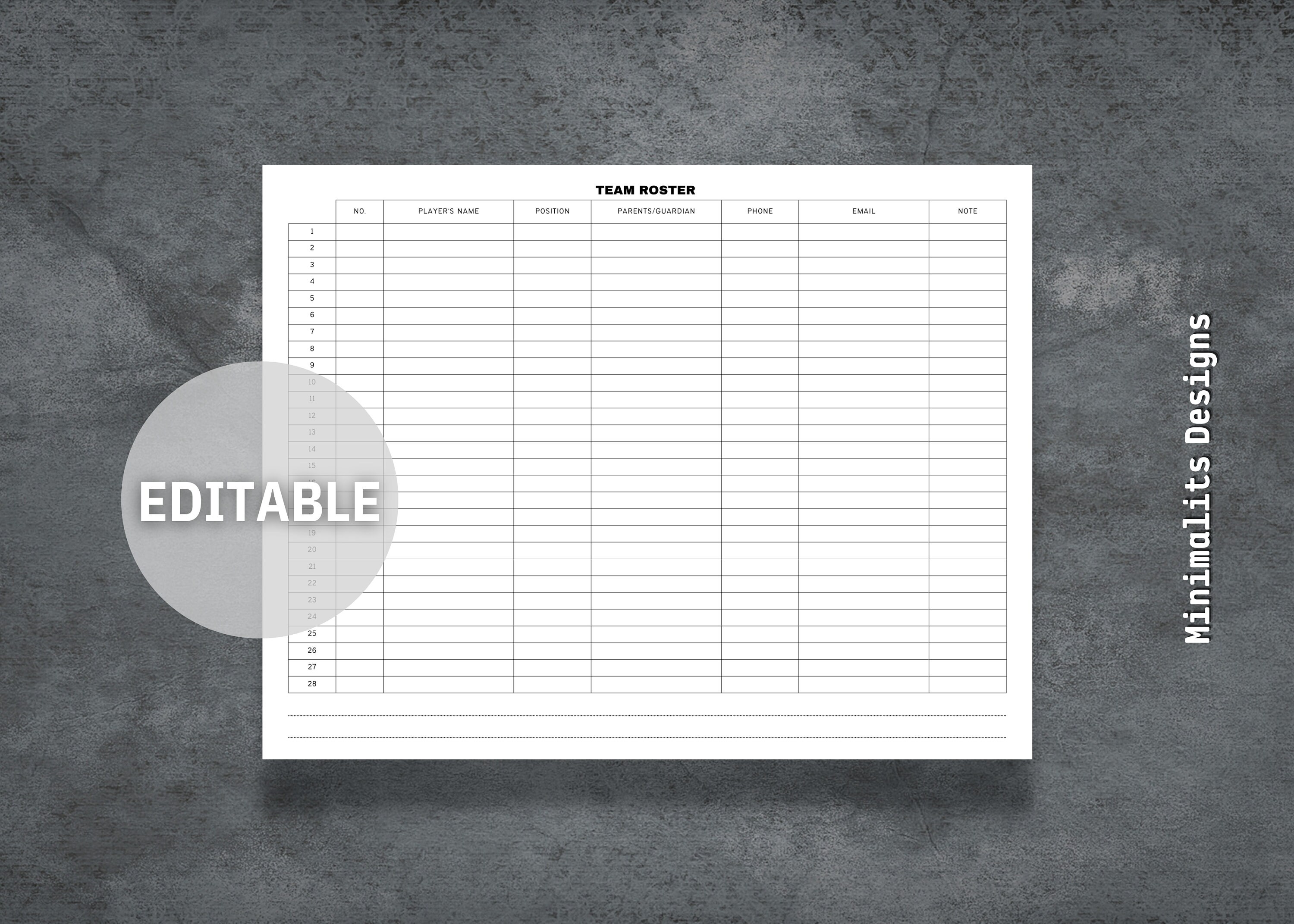 Team Roster, Soccer Team Roster, Printable Team Roster, Sport Roster ...