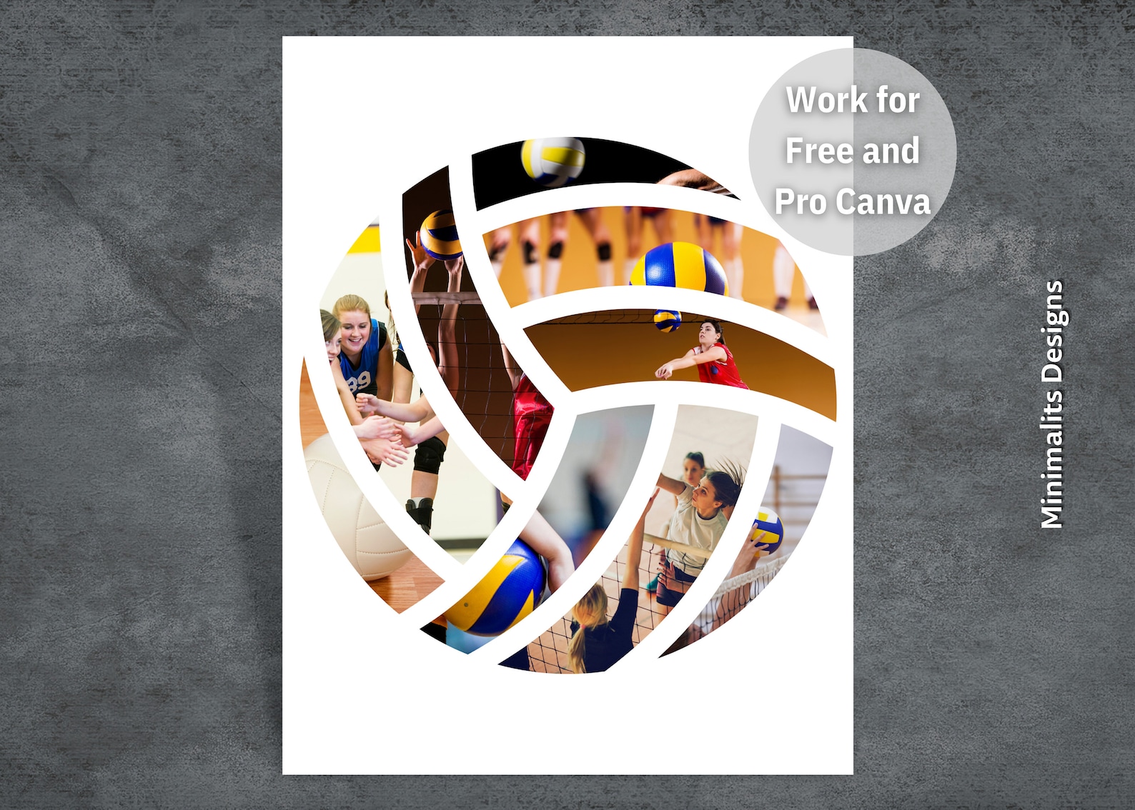 Volleyball Photo Collage, Editable Canva Template, Volleyball Canva ...