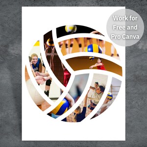 Volleyball Photo Collage, Editable Canva Template, Volleyball Canva ...