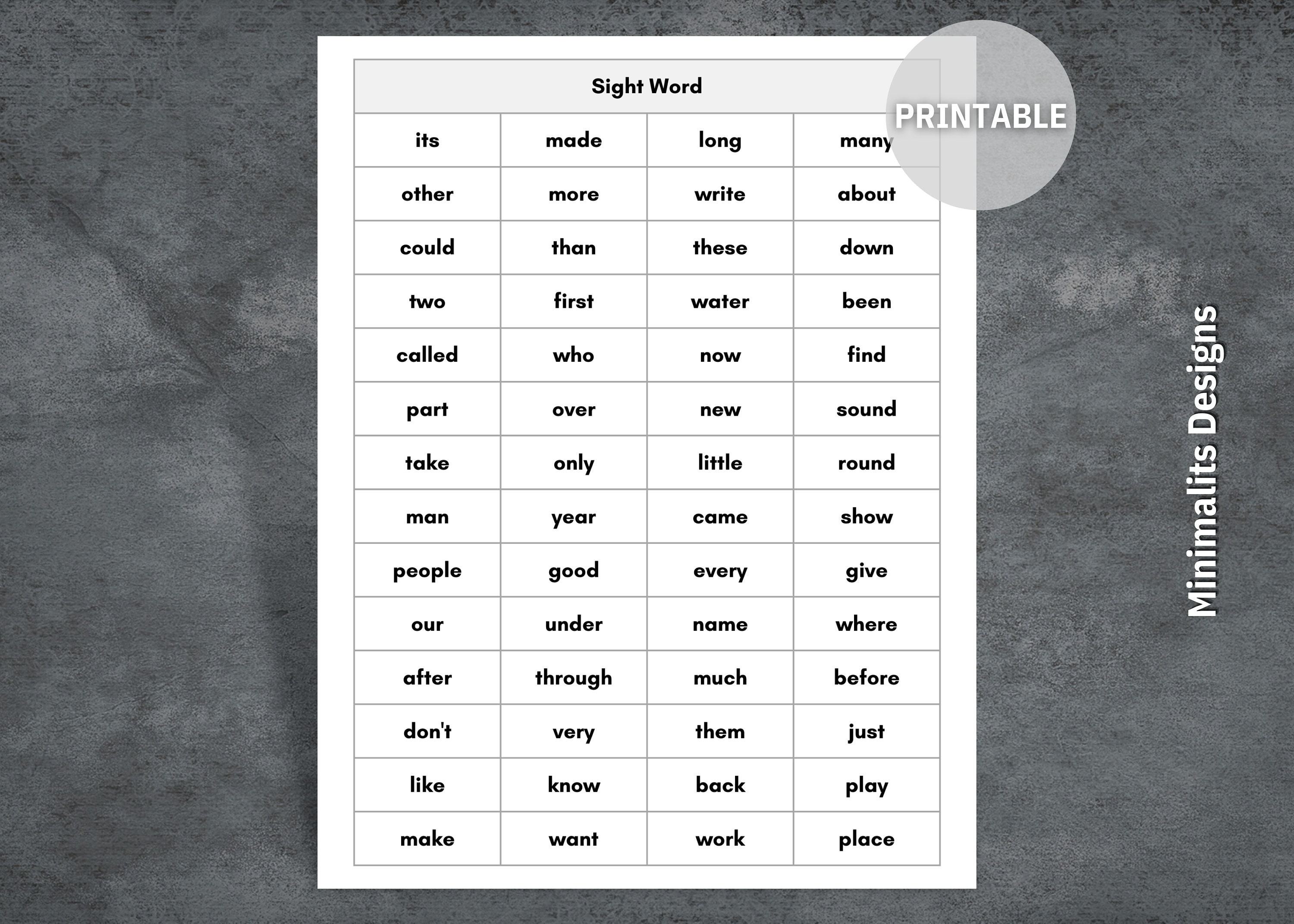 Sight Word Flash Cards, Preschool Flashcards, Printable Montessori ...
