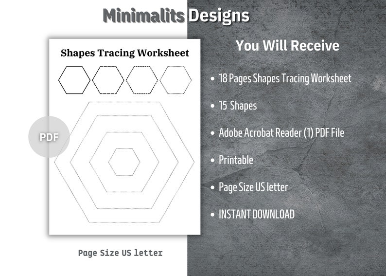 Shapes Tracing Worksheet Basic Shape Pages Geometric Shapes - Etsy