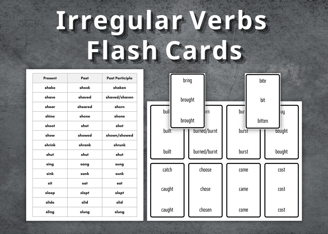 Tarjetas didácticas de verbos irregulares, tarjetas didácticas ...