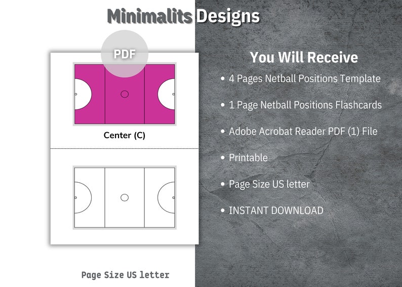 Netball Positions Template, Netball Flashcards, Netball Game Day ...