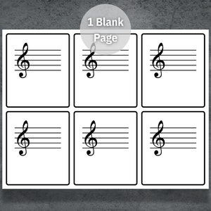 Treble Clef Flash Cards, Printable Music Note Flash Cards, Treble Clef ...