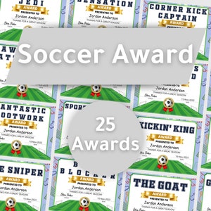 Football Award Certificates, End of Season Soccer Award, Award Ceremony ...