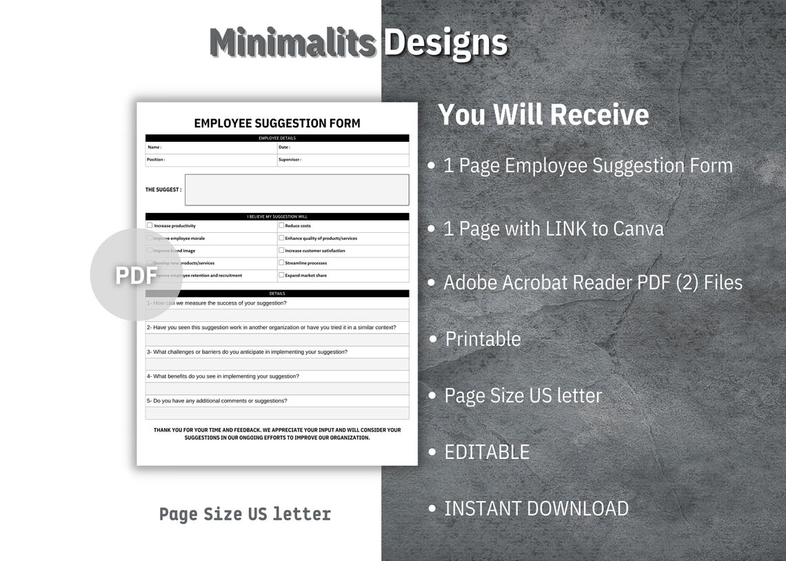 Employee Suggestion Form, Employee Ideas Form, Employee Suggestion Box ...