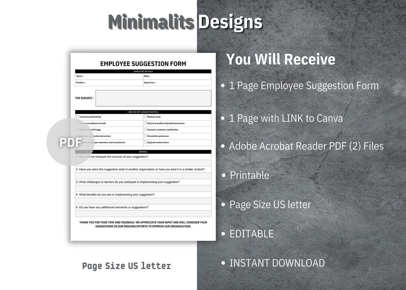 Employee Suggestion Form, Employee Ideas Form, Employee Suggestion Box ...