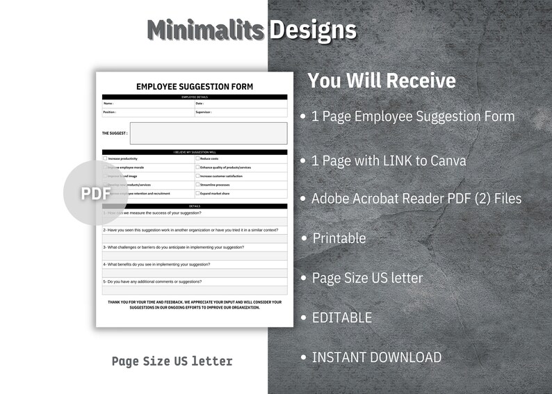 Employee Suggestion Form, Employee Ideas Form, Employee Suggestion Box ...