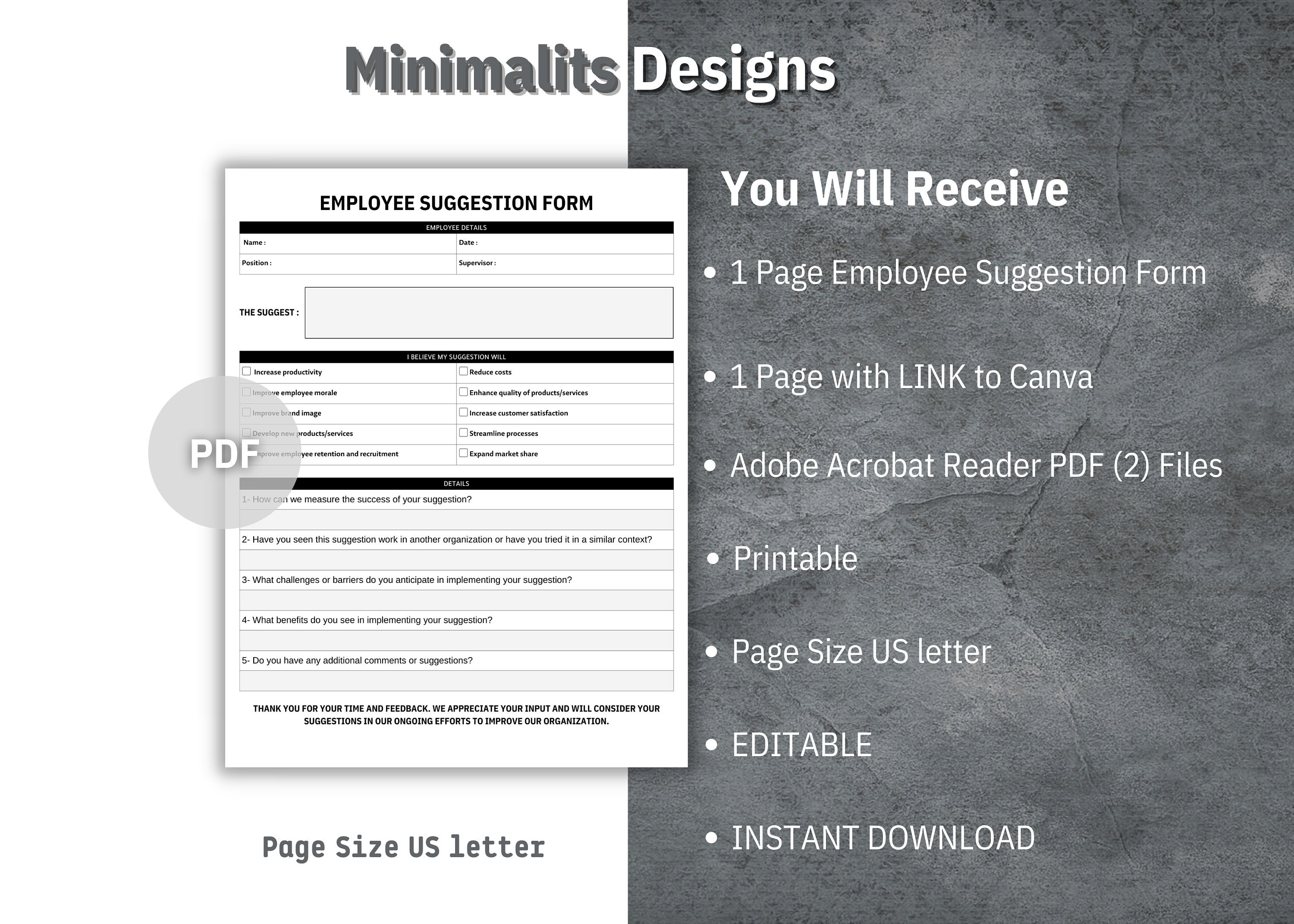 Employee Suggestion Form, Employee Ideas Form, Employee Suggestion Box ...