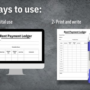 Rent Payment Ledger, Rental Payment Template, Monthly Rent Payment ...