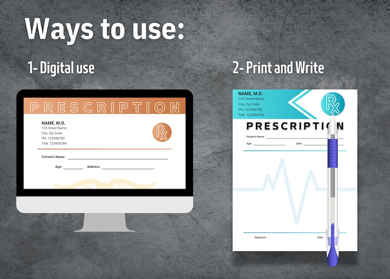 Prescription Pad Template, Rx Prescription Template, Printable ...