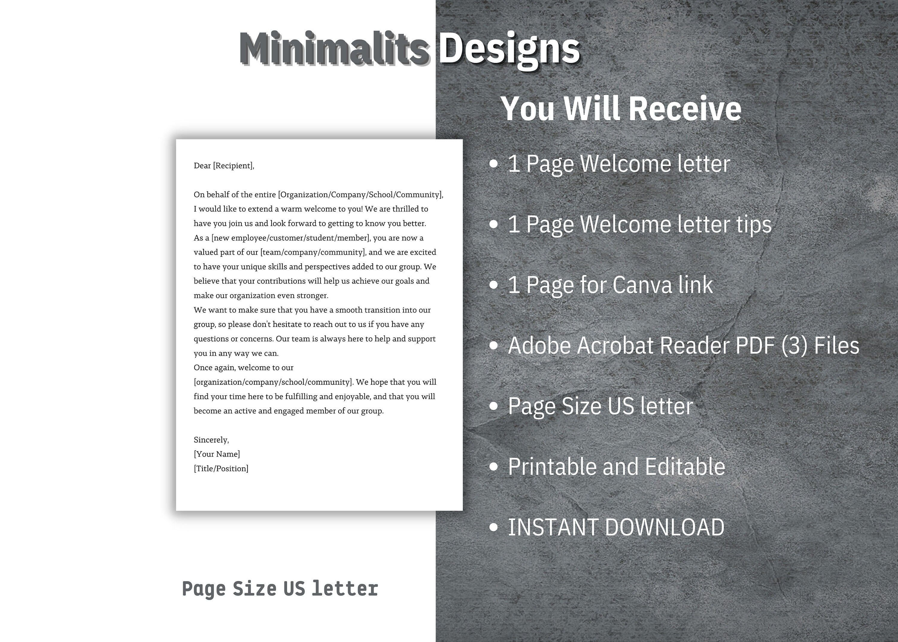 Welcome Letter, Greeting Letter, New Employee Welcome Letter, Printable ...