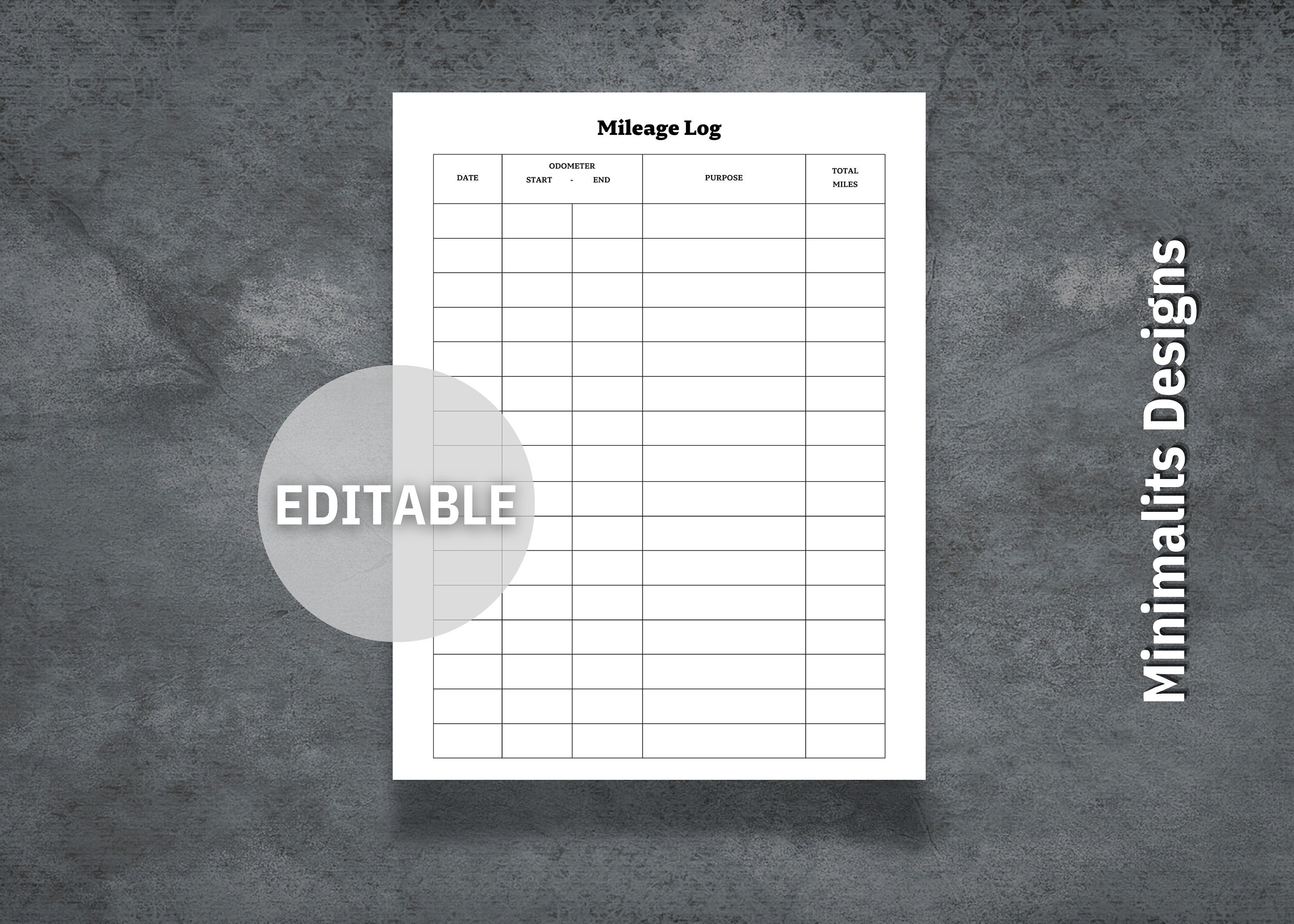 Mileage Log, Vehicle Mileage, Car Mileage, Mileage Tracker, Miles Log ...