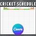 Cricket Schedule Template, Printable Cricket Schedule, Editable Cricket ...