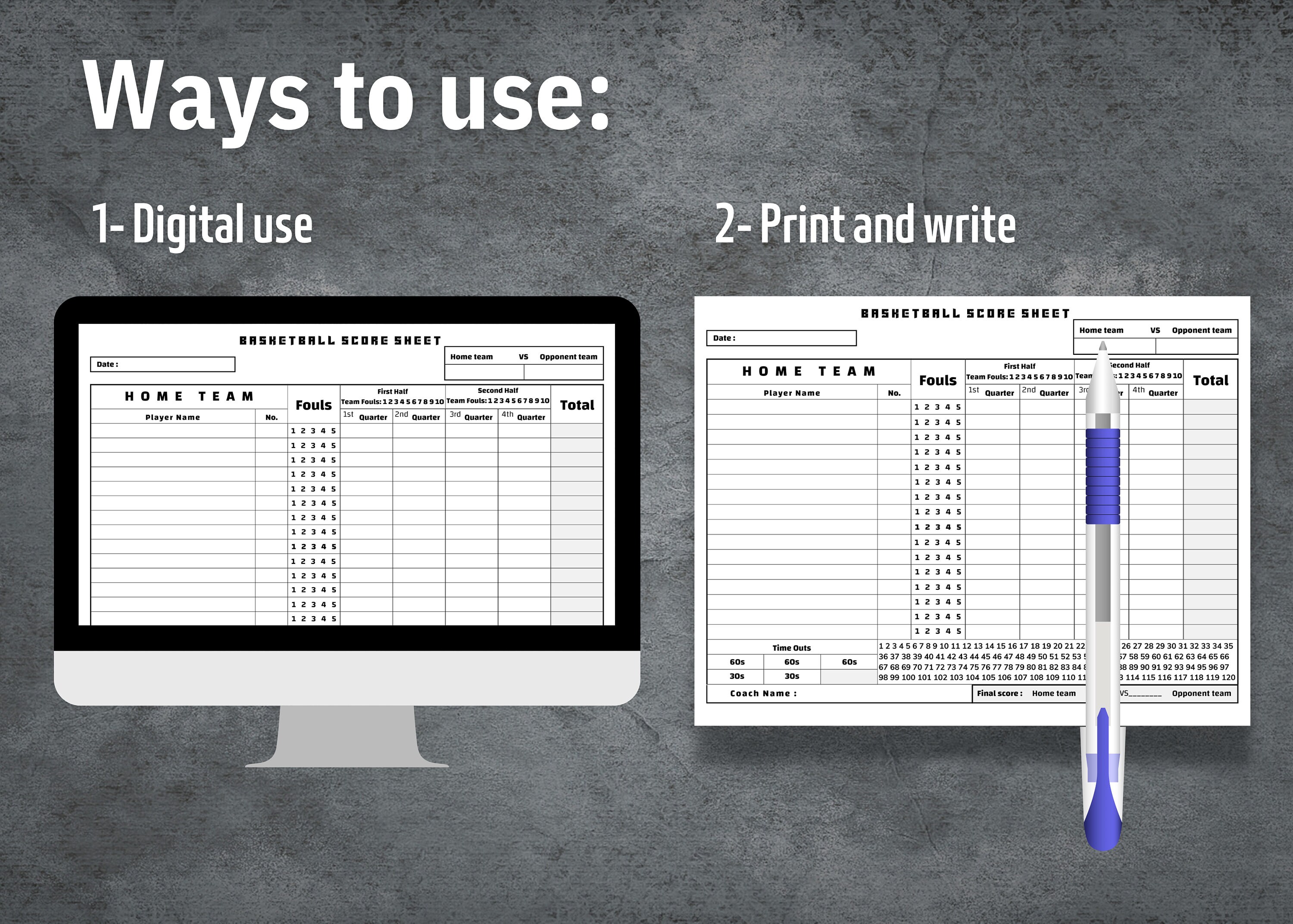 Basketball Score Sheet, Basketball Score Card, Printable Basketball ...