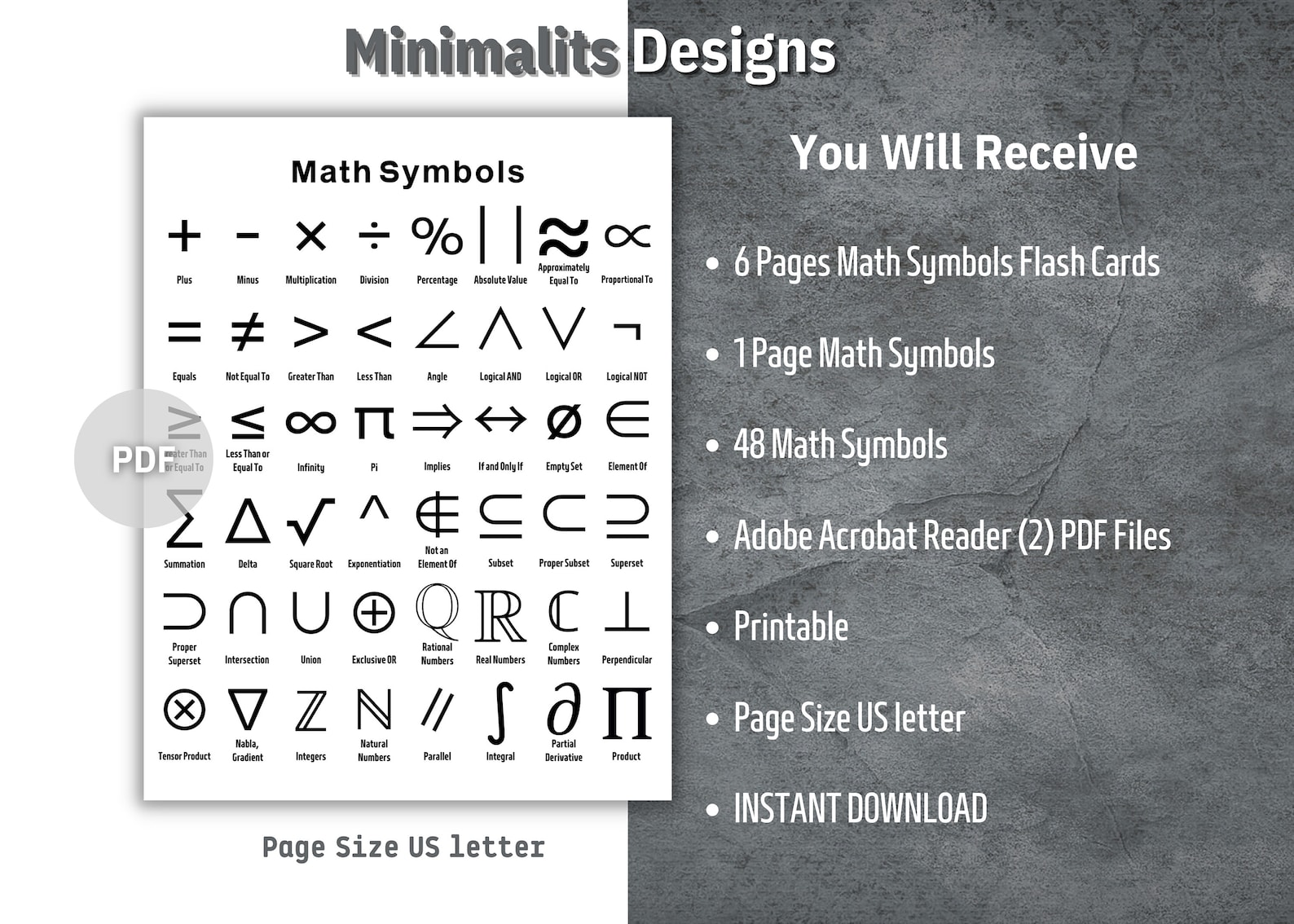 Math Symbols Flash Cards, Nomenclature Cards, Printable Math Symbols ...