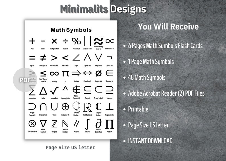 Math Symbols Flash Cards, Nomenclature Cards, Printable Math Symbols ...