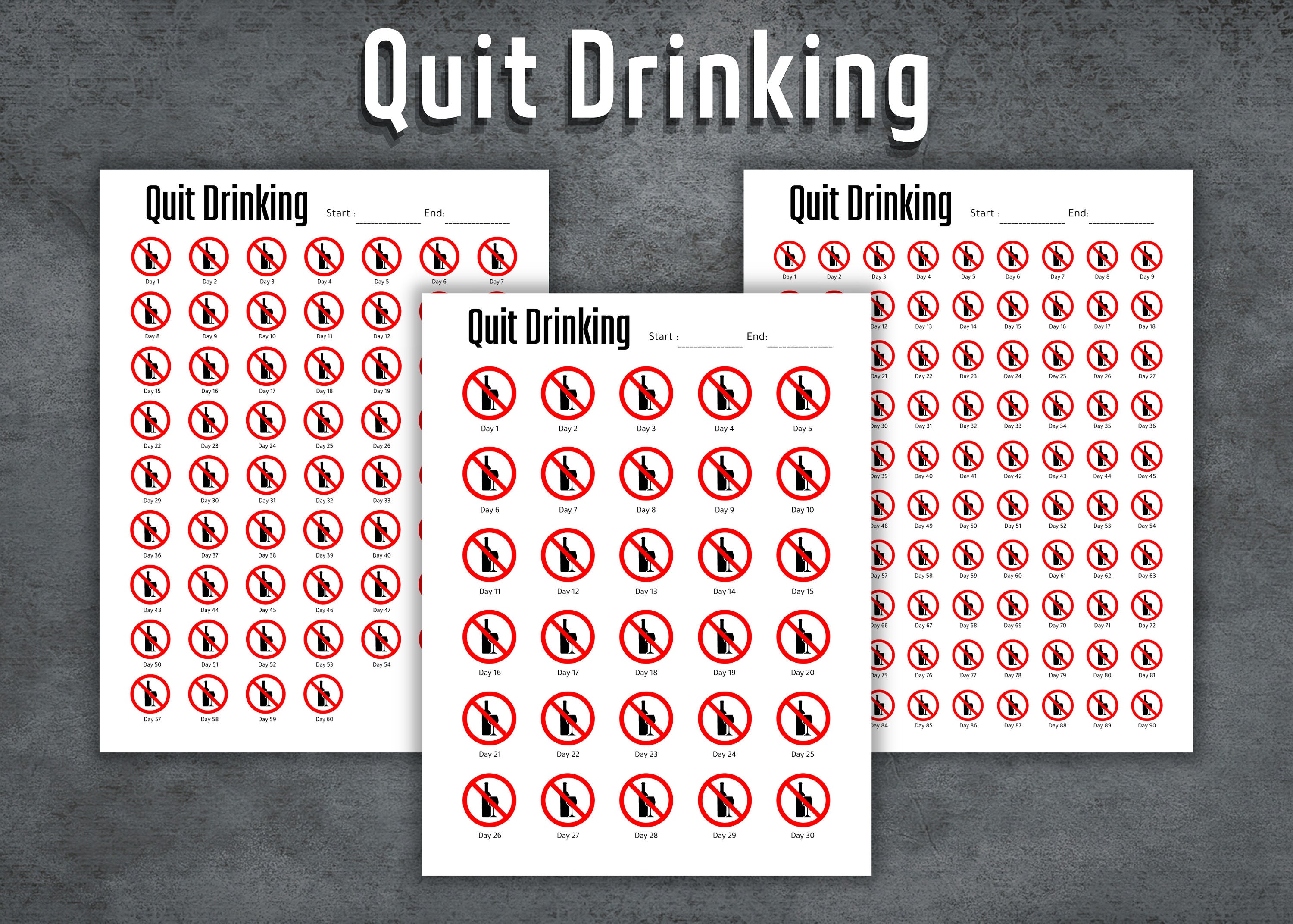 Quit Drinking Challenge, Printable No Alcohol Challenge, Stop Drinking Tracker, Alcohol Free, 30 ...