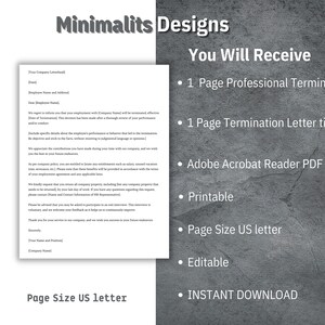 Professional Termination Letter Printable Termination Letter - Etsy