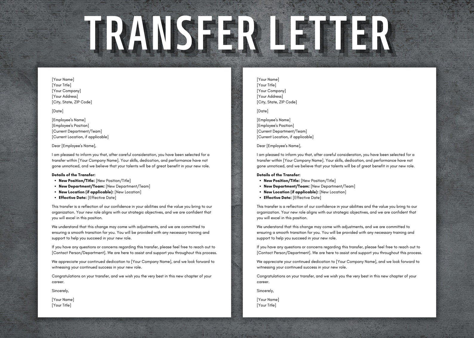 Transfer Letter, Professional Transfer Letter, Printable Job Promotion ...