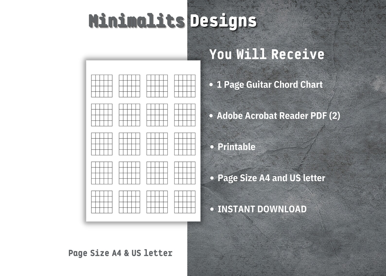 Guitar Chord Chart, Guitar Tab Paper, Music Sheet, Guitar Blank Chord ...