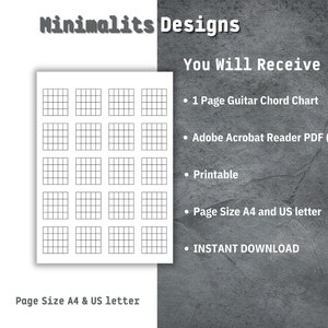 Guitar Chord Chart, Guitar Tab Paper, Music Sheet, Guitar Blank Chord ...
