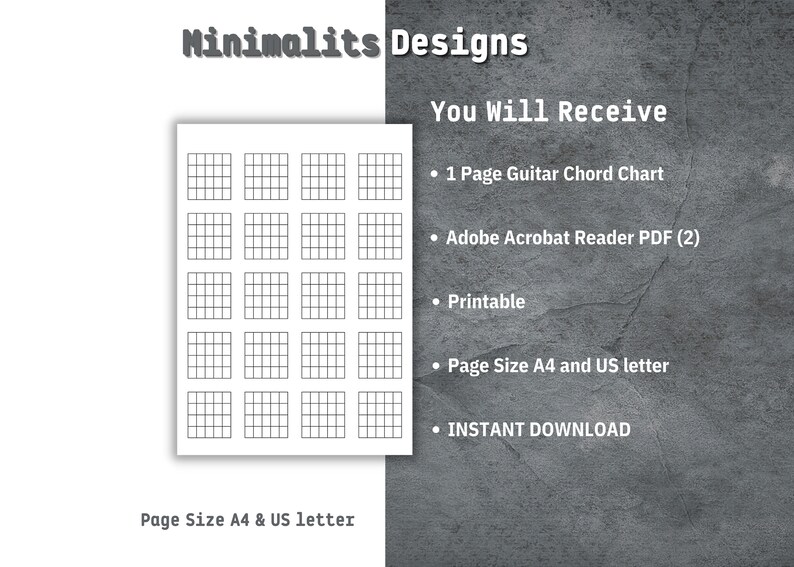 Guitar Chord Chart, Guitar Tab Paper, Music Sheet, Guitar Blank Chord ...