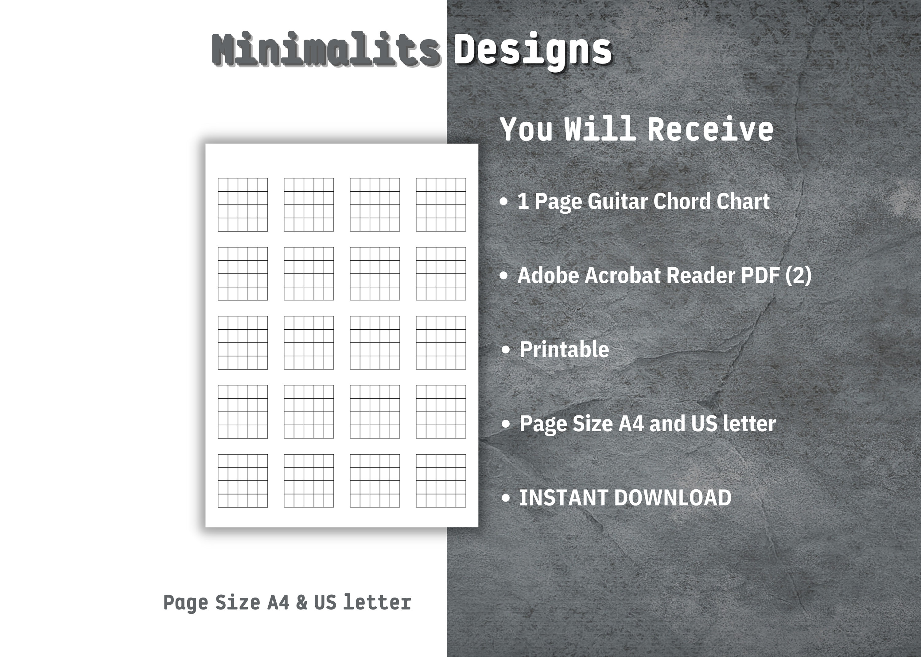 Guitar Chord Chart, Guitar Tab Paper, Music Sheet, Guitar Blank Chord ...