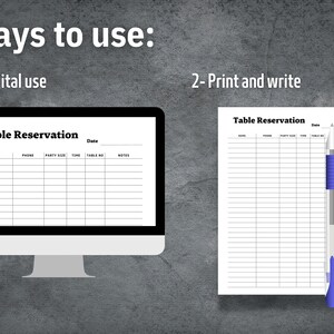 Table Reservation List, Restaurant Table Reservation List, Printable ...