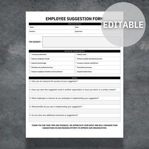 Employee Suggestion Form, Employee Ideas Form, Employee Suggestion Box ...