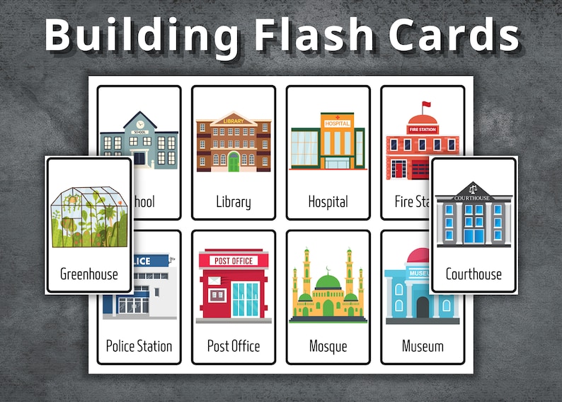 Building Flashcards, Preschool Flashcards, Printable Montessori Cards ...