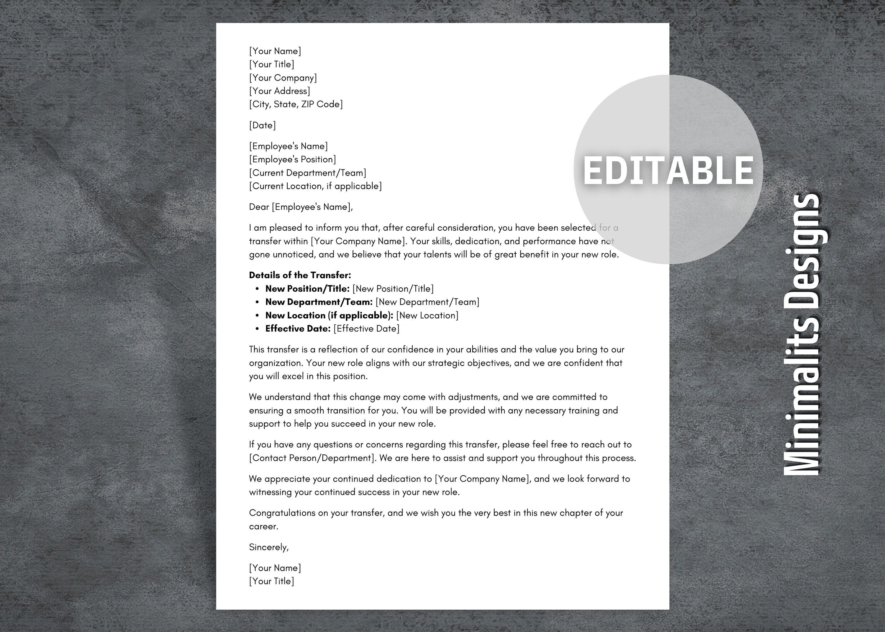 Transfer Letter, Professional Transfer Letter, Printable Job Promotion ...