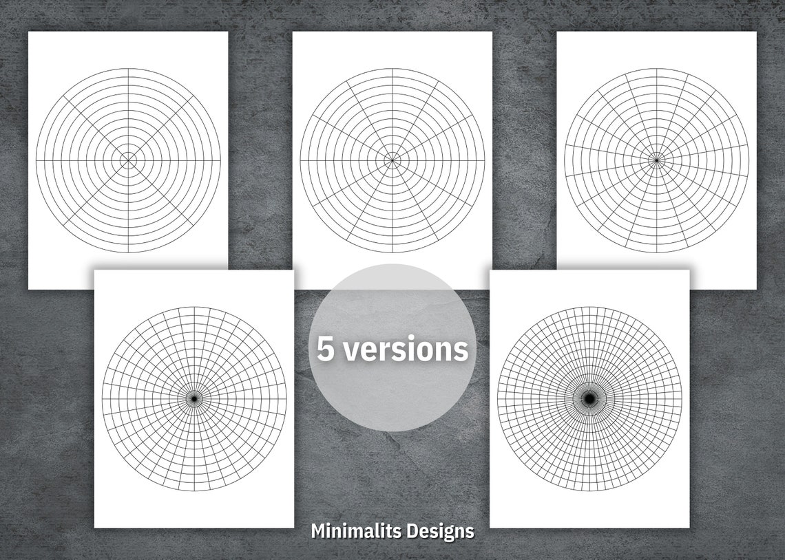 Polar Graph Paper Printable Circular Graph Paper (Download Now) - Etsy