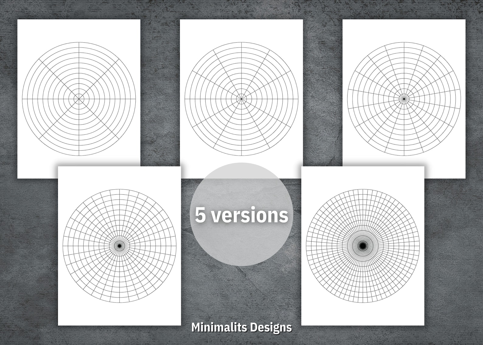 Polar Graph Paper, Printable Circular Graph Paper, Circular Grid Paper ...