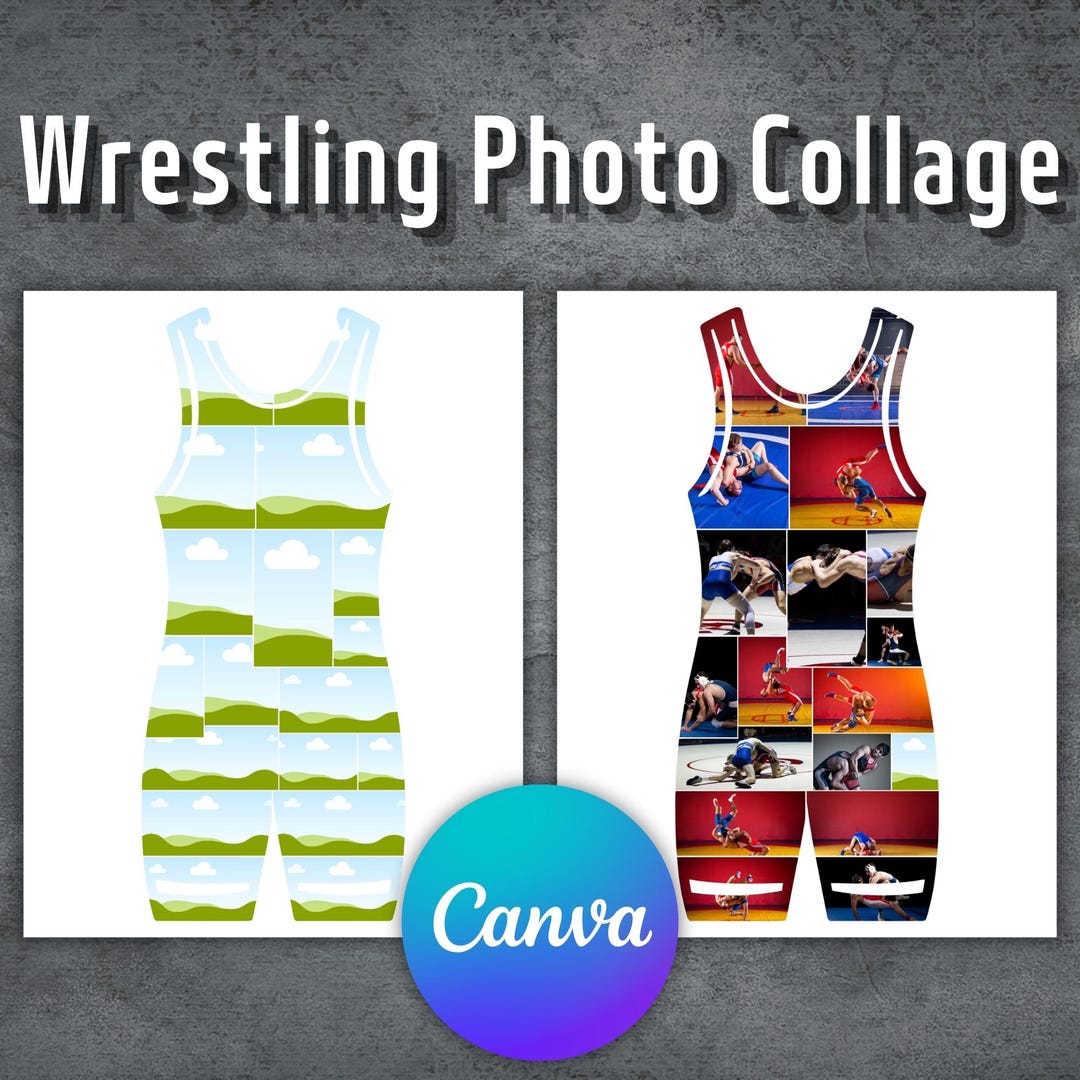 Wrestling Photo Collage, Editable Canva Template, Wrestling Canva Frame ...