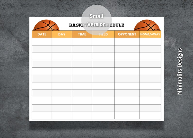 Basketball Schedule Template, Printable Basketball Schedule, Editable ...