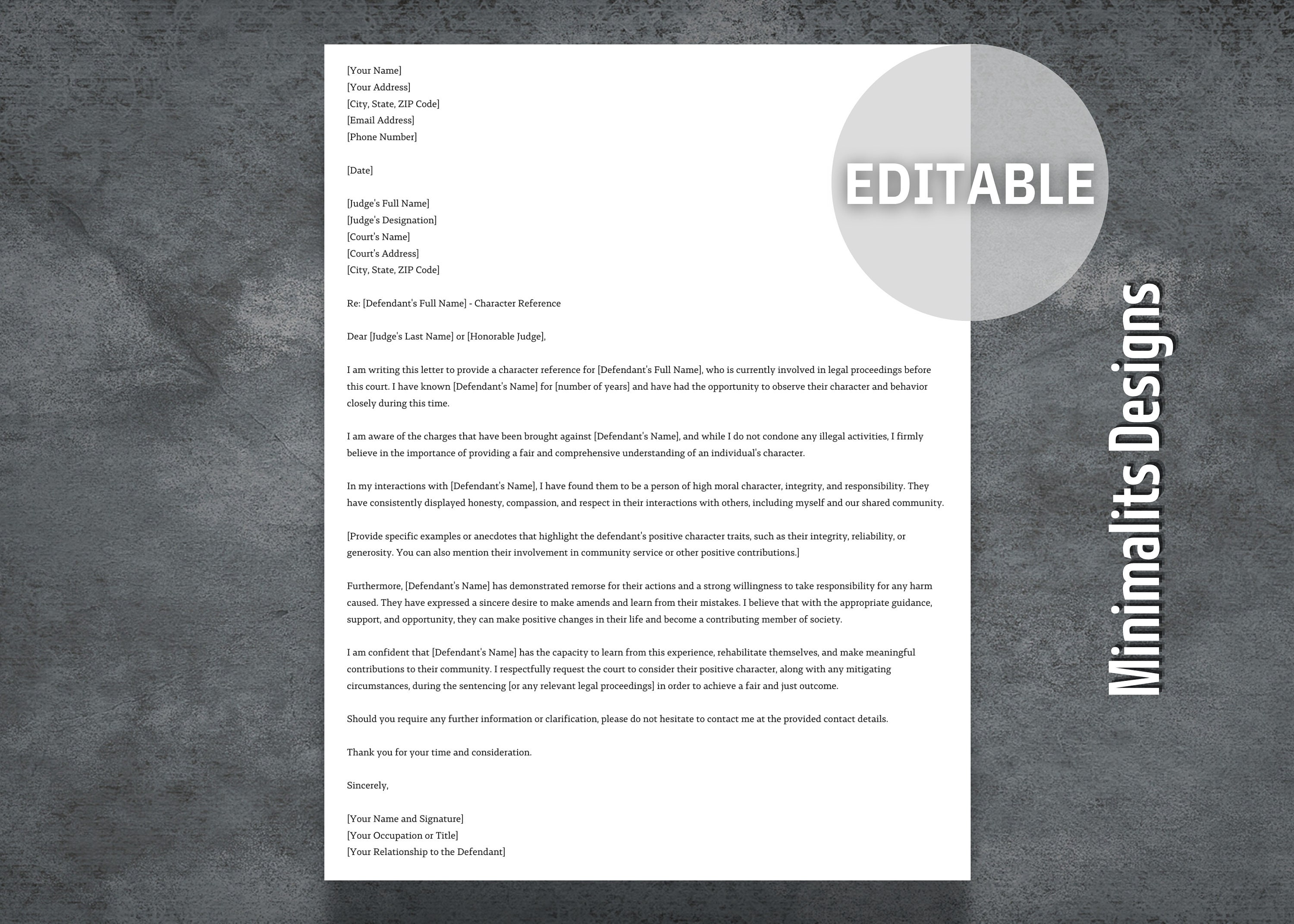 Character Reference Letter For Court Examples