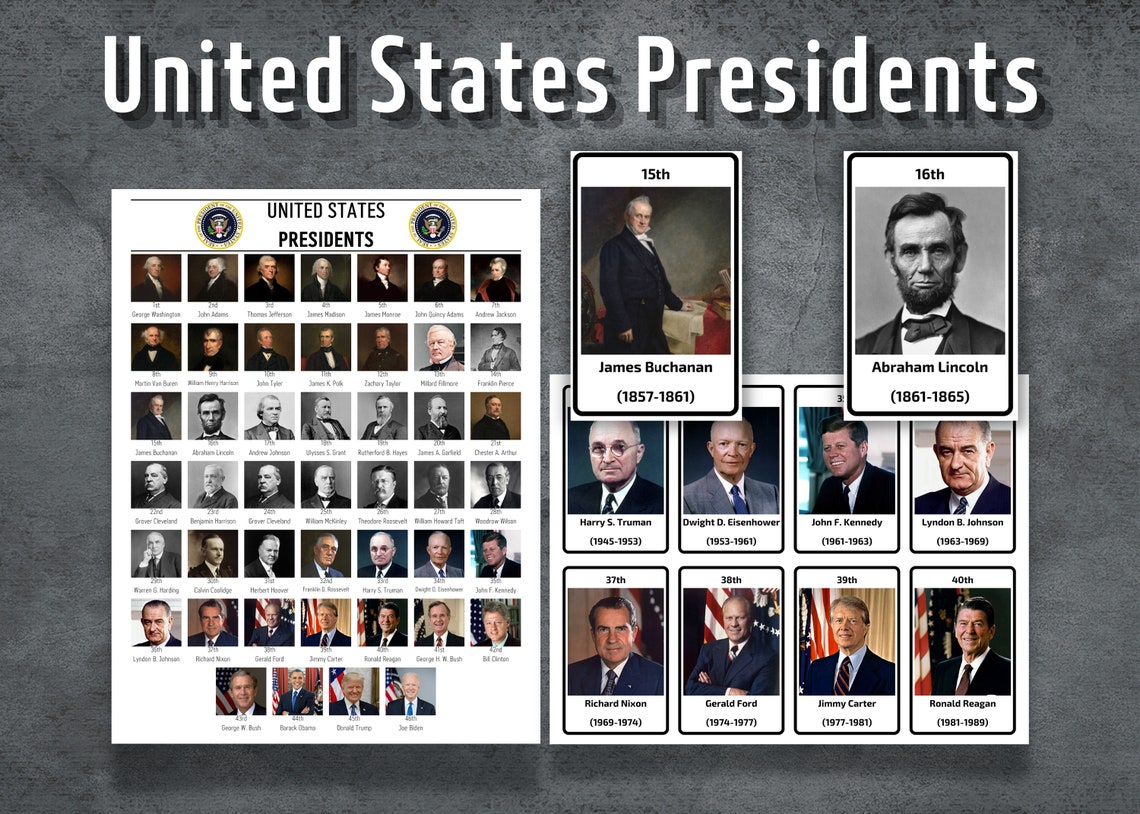 United States Presidents, Preschool Flashcards, Printable Montessori ...
