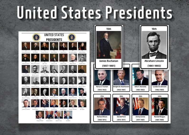 United States Presidents, Preschool Flashcards, Printable Montessori ...