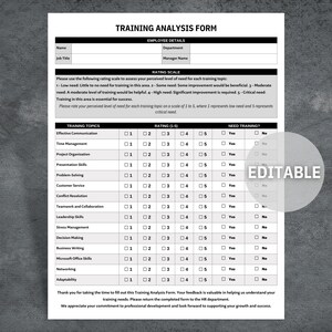 Training Analysis Form, Printable Training Needs Assessment Form, HR ...