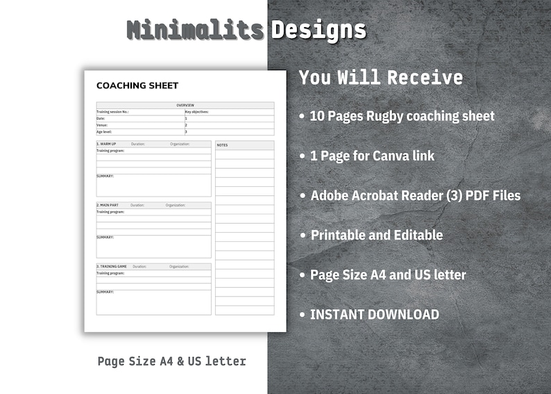 Rugby Coaching Sheet Rugby Practice Plan Rugby Game Day - Etsy