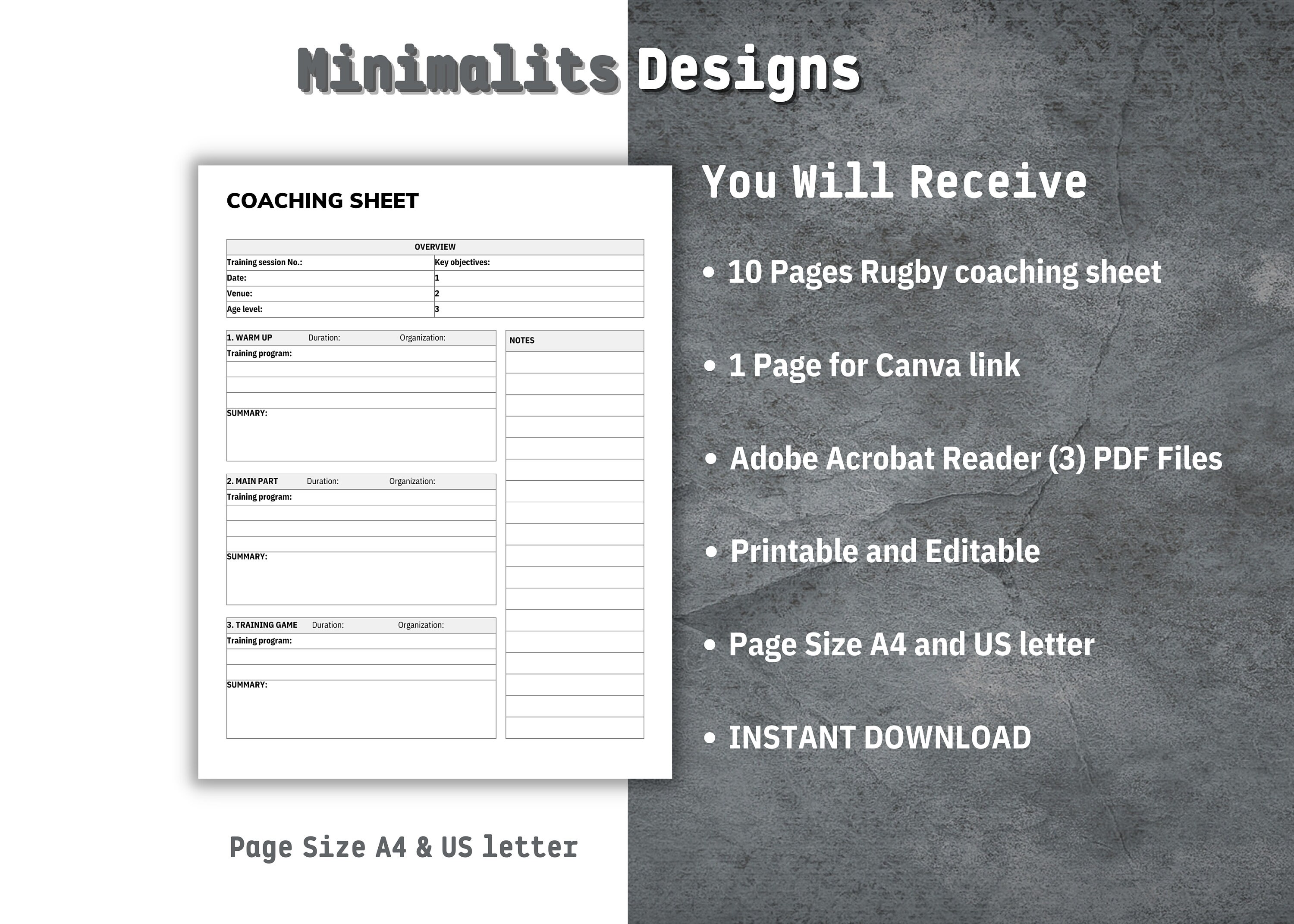 Rugby Coaching Sheet, Rugby Practice Plan, Rugby Game Day Strategy ...