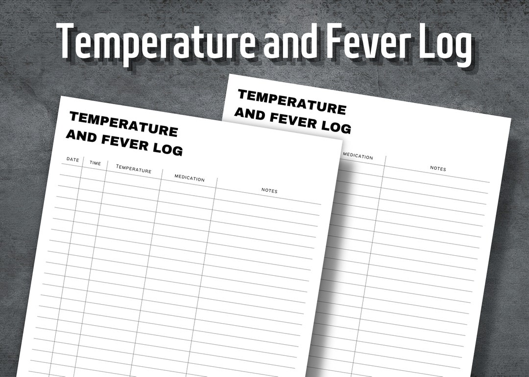 Temperature and Fever Log, Fever Tracker, Fever Chart, Temperature Log ...