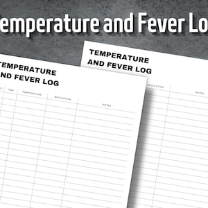 Temperature and Fever Log, Fever Tracker, Fever Chart, Temperature Log ...