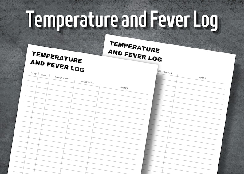Temperature and Fever Log, Fever Tracker, Fever Chart, Temperature Log ...