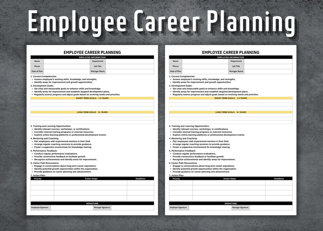 Employee Career Planning, Printable Employee Development Template ...