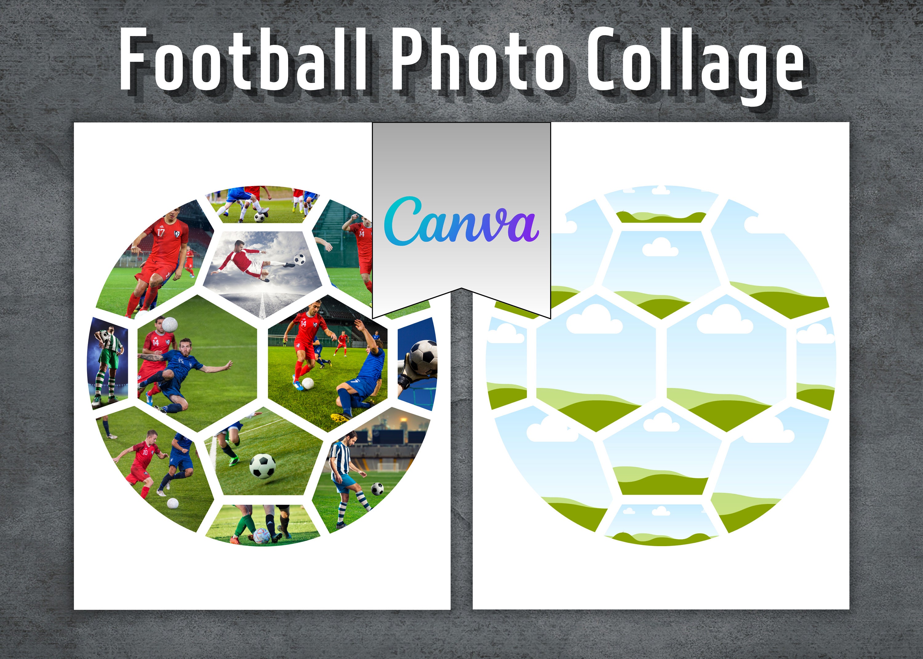 Football Photo Collage, Editable Canva Template, Soccer Canva Frame ...