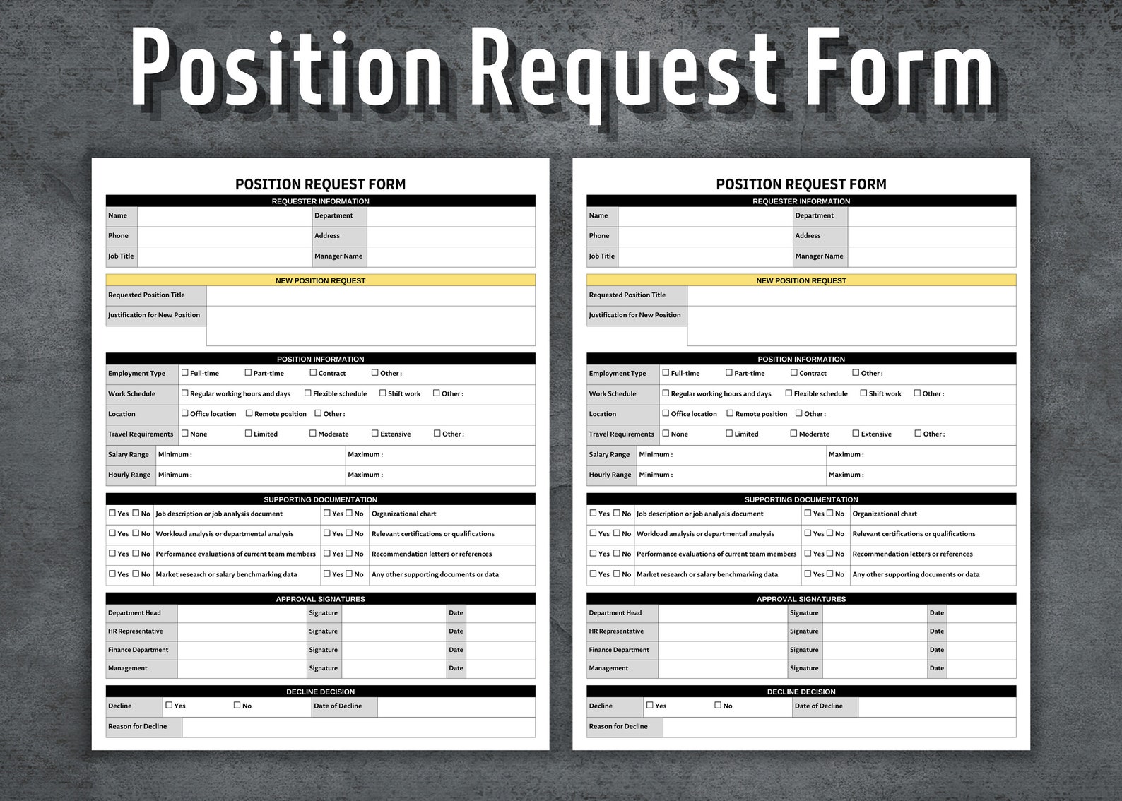 Position Request Form, Printable Job Request Form, HR Templates, Human ...
