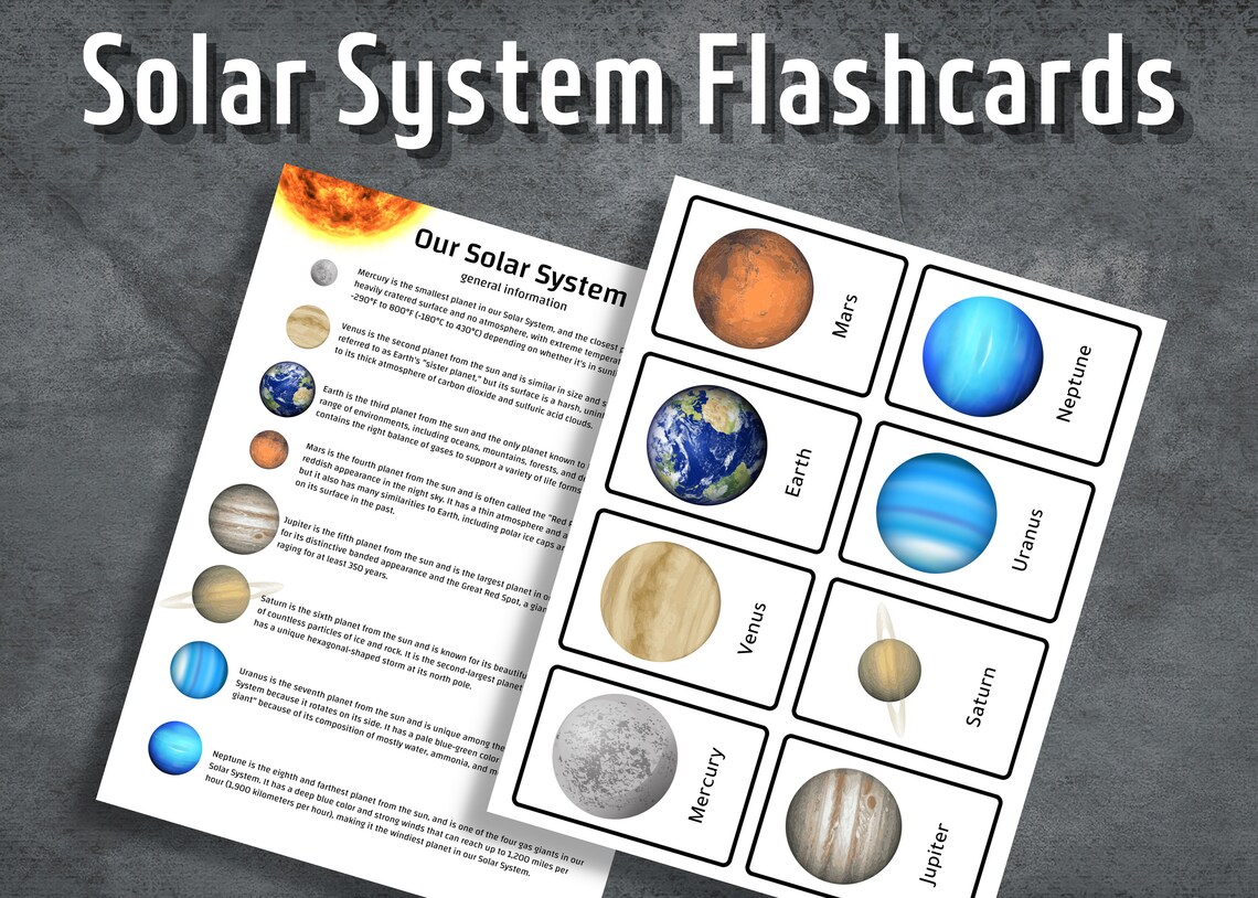 Solar System Flashcards Printable Flashcards Editable - Etsy
