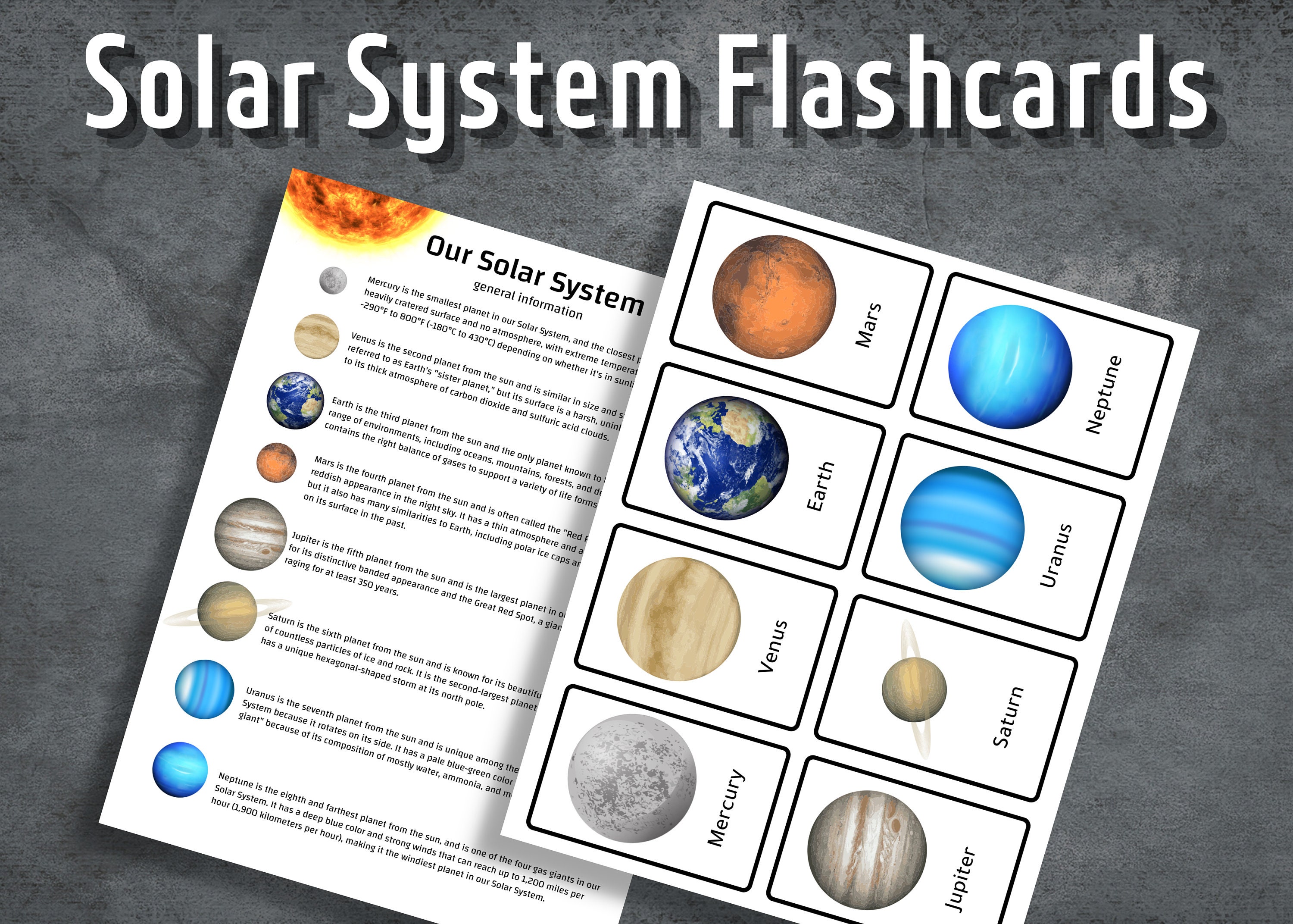 Solar System Flashcards, Printable Flashcards, Editable Montessori ...